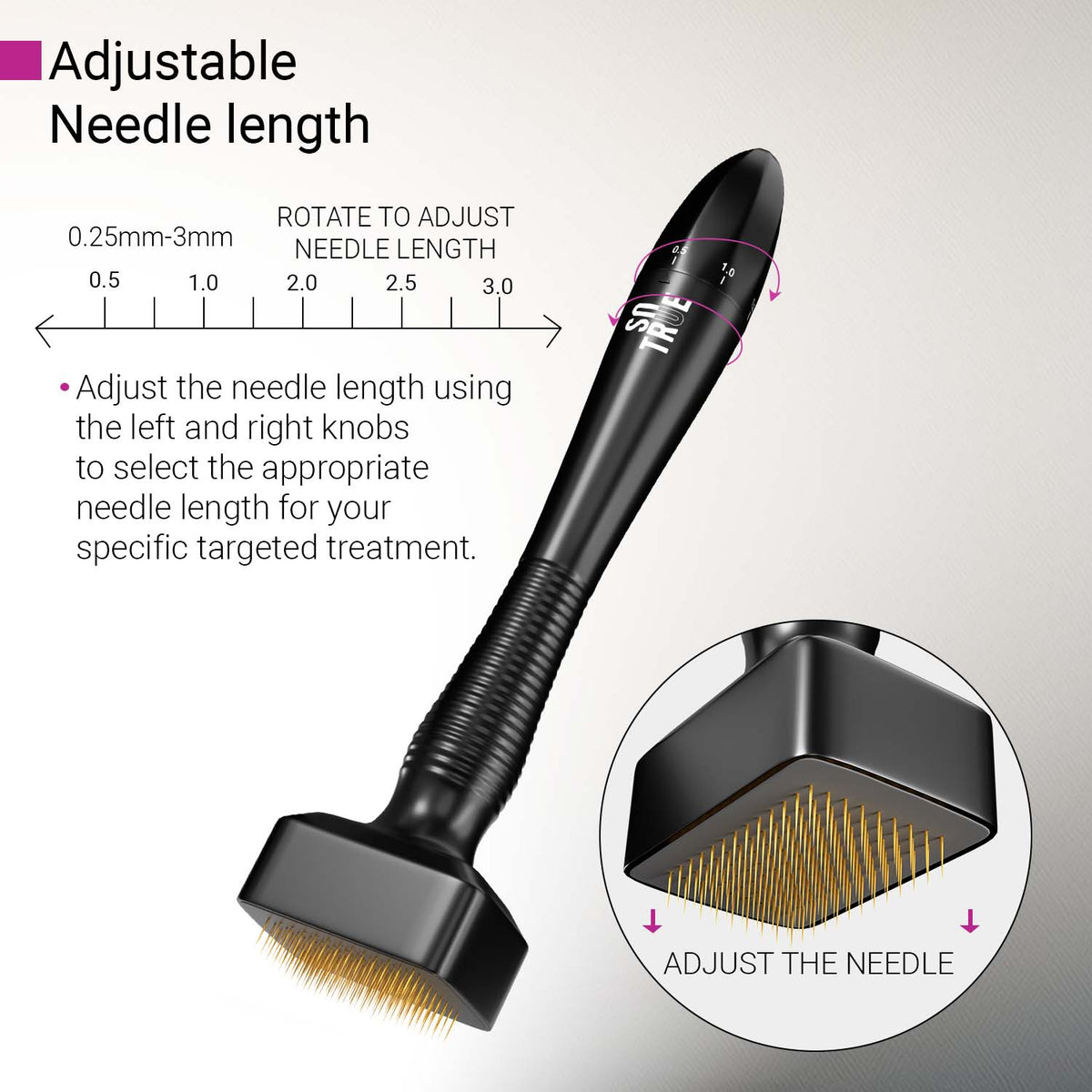 Derma Stamp | Adjustable Titanium Coated Needles - 0.25mm to 3mm