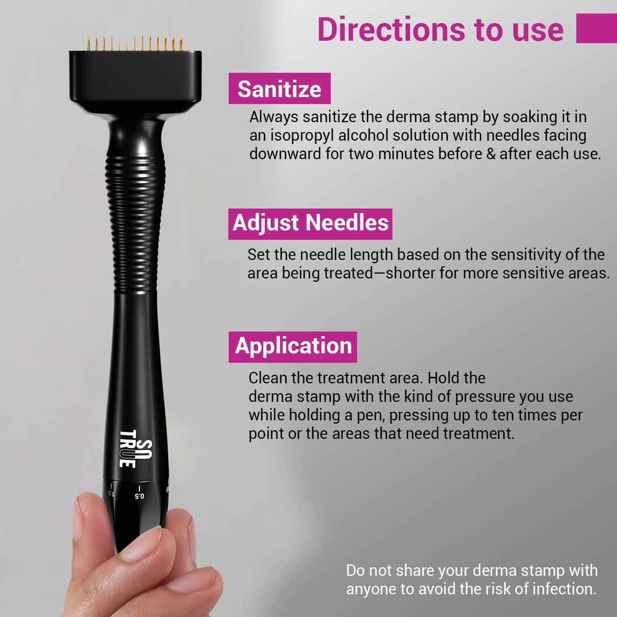 Derma Roller | 540 0.5mm Titanium Micro Needles | Sotrue